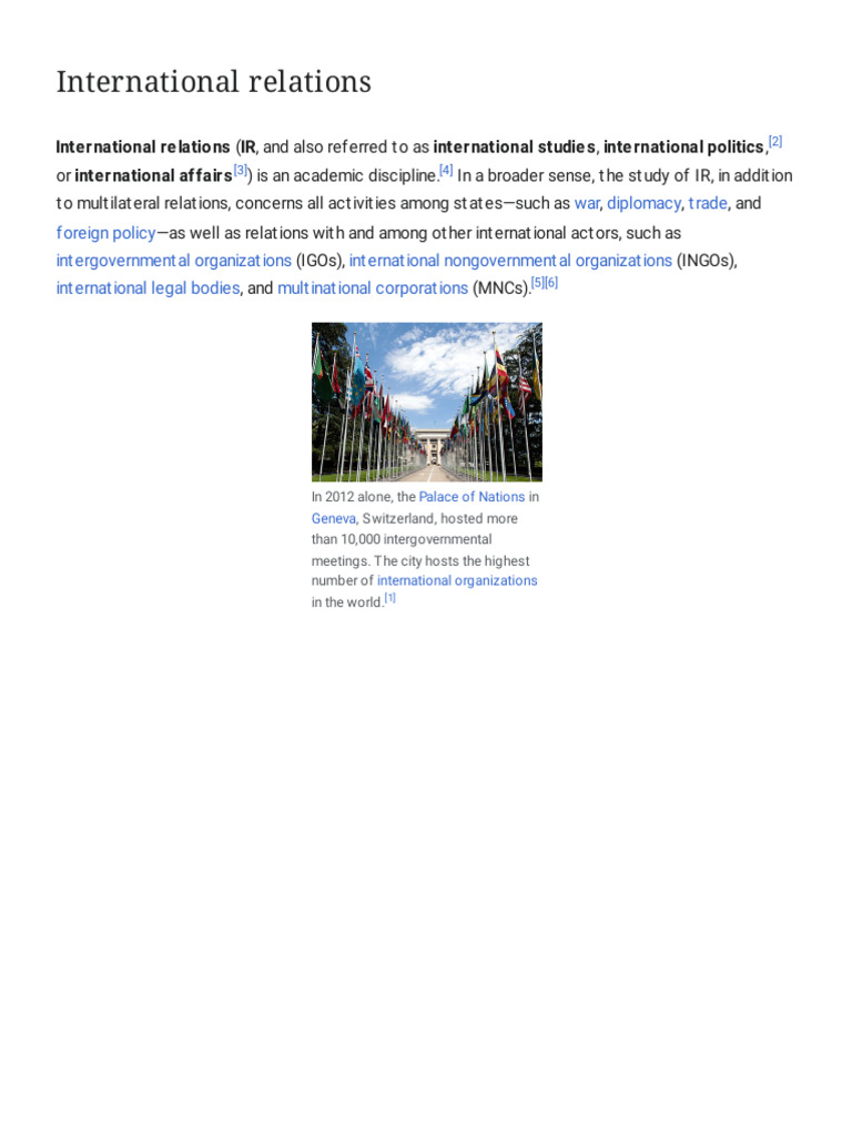 International Relations - Wikipedia | PDF | Polarity (International ...