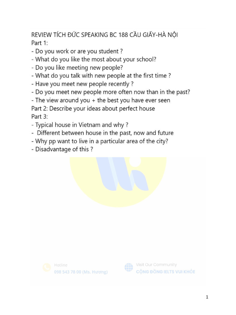 Speaking Part 3 Idea Collection | PDF | Teachers | Learning