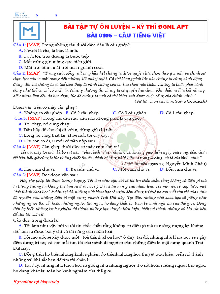 BTVN - Bai 0106 Cau Tieng Viet Cau Theo Cau Tao Ngu Phap 1719064997064 | PDF