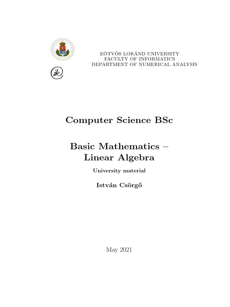 Csörgő István - Basic - Math - Linalg - 2021 | PDF | Matrix (Mathematics) | Vector Space