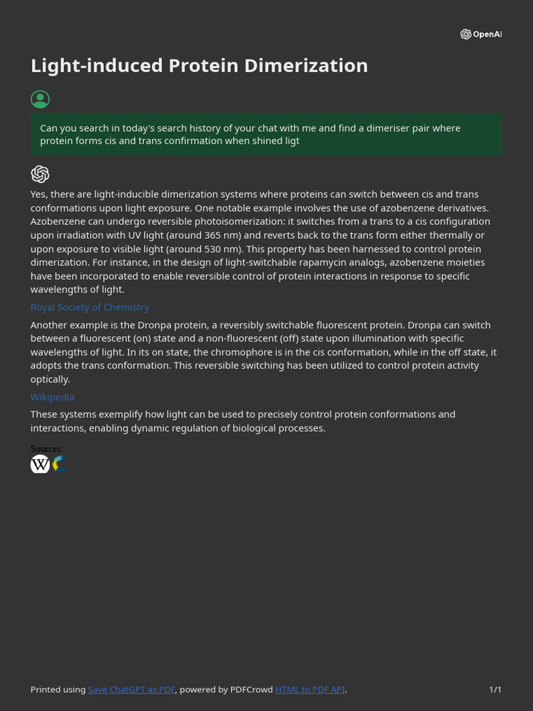 Light-induced Protein Dimerization | PDF