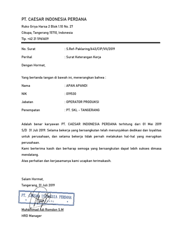 Caesar Indonesia Perdana Apan PT | PDF