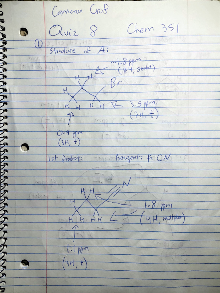 Quiz 8 Chem 351 | PDF
