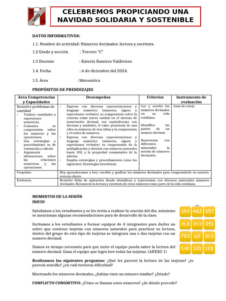 INTRODUCCION DE DECIMALES | PDF | Números | Decimal