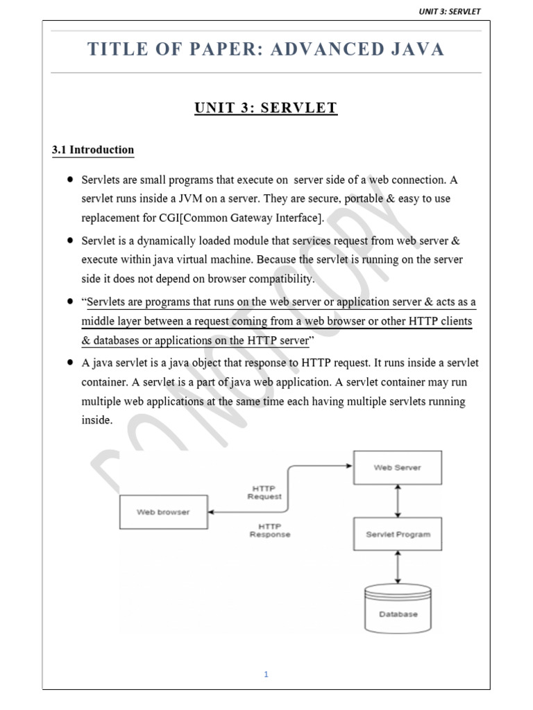 UNIT 3 - SERVLET | PDF | Web Server | Internet & Web UNIT 3 - SERVLET | PDF | Web Server | Internet & Web