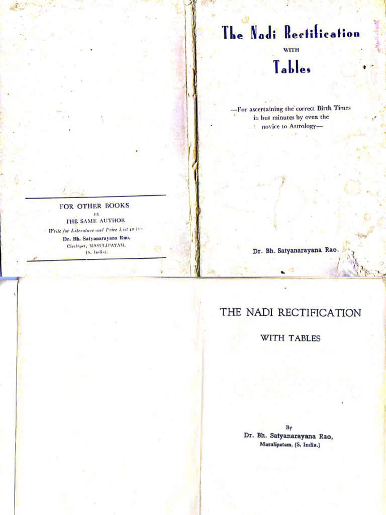 Nadi Rectification With Tables Satyanarayana-Rao | PDF
