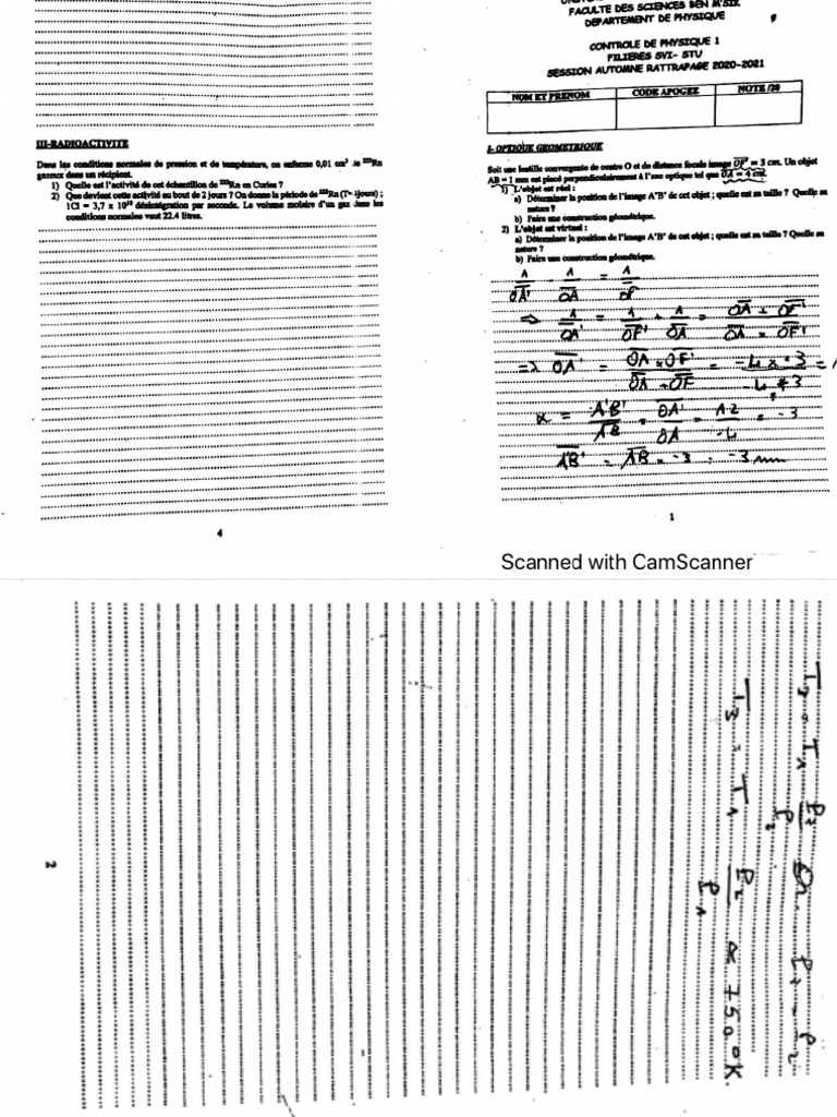 Examen Physique 1 Svtu | PDF