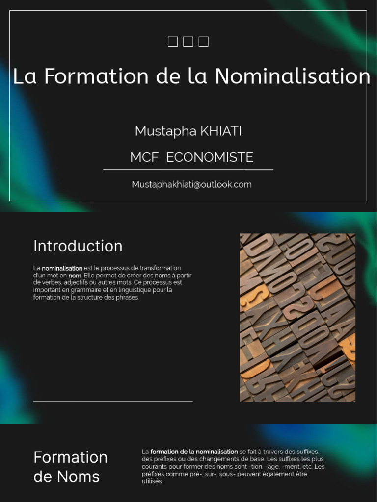 La Formation de la Nominalisation | PDF | Verbe | Nom (grammaire)