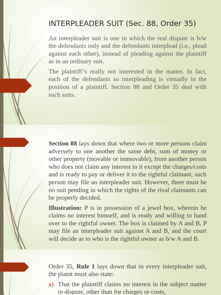 Interpleader Suit | PDF | Lawsuit | Legal Concepts