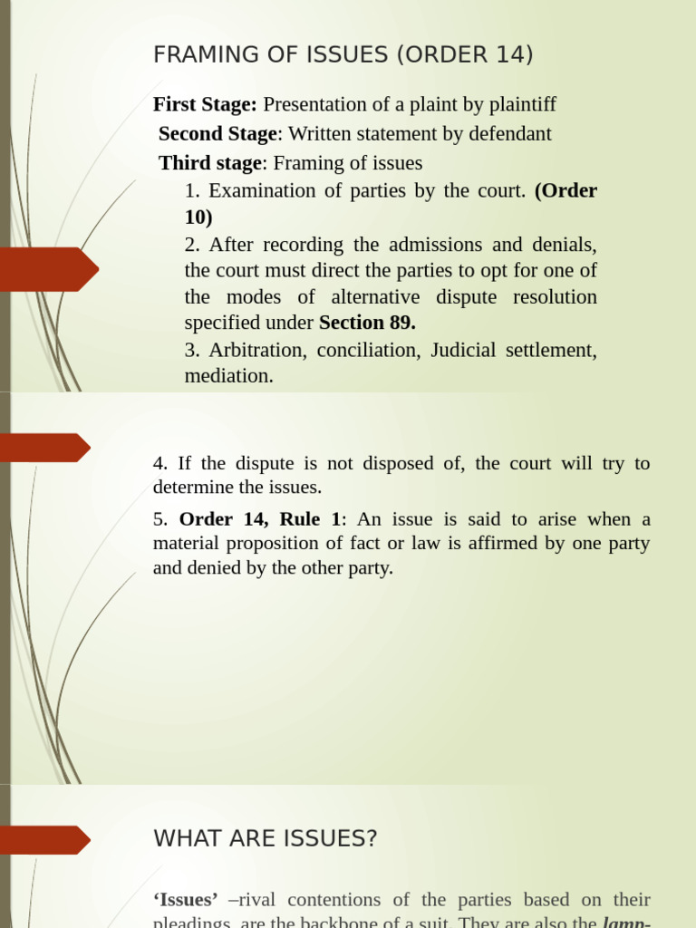 FRAMING OF ISSUES PPT | PDF | Lawsuit | Judgment (Law)