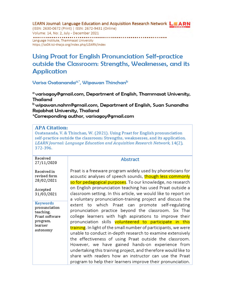 praat phonetic training | PDF | Learning | Pedagogy