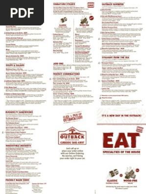 Outback Menu PDF Salad Cooking