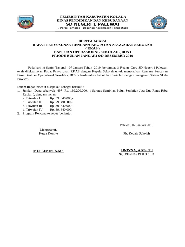 Berita Acara Dana Bos | PDF