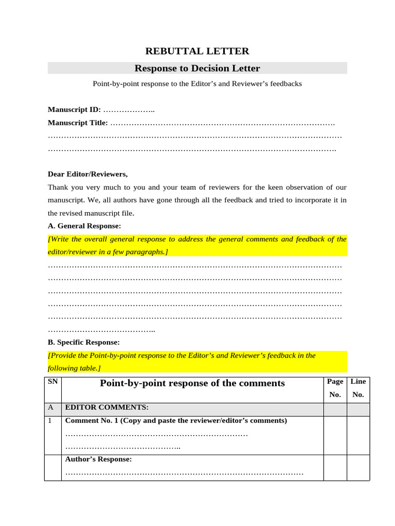 Rebuttal Letter to Editor and Reviewers | PDF