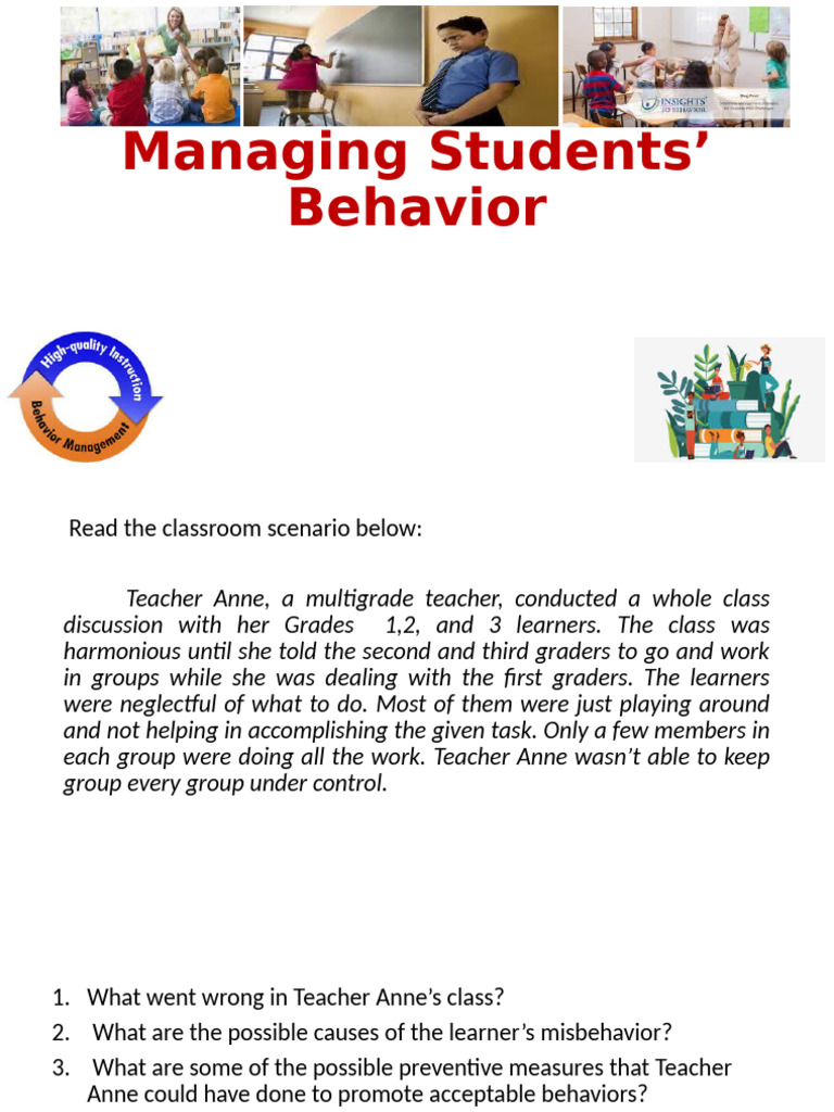 Managing Students Behavior MGC 2 | PDF | Classroom Management | Teachers
