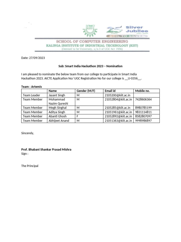 College Authorization Letter SIH2023 | PDF