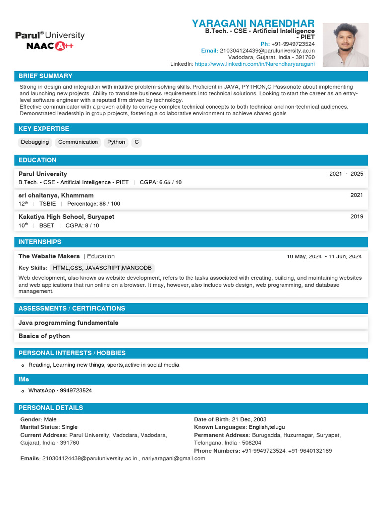 Narendhar(2) | PDF | Web Development | Computing