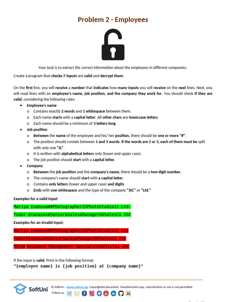 Employees - Problem Description | PDF | Letter Case | Computer Programming
