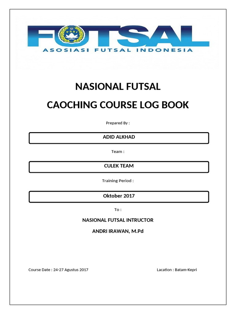 Nasional Futsal Level Log Book | PDF