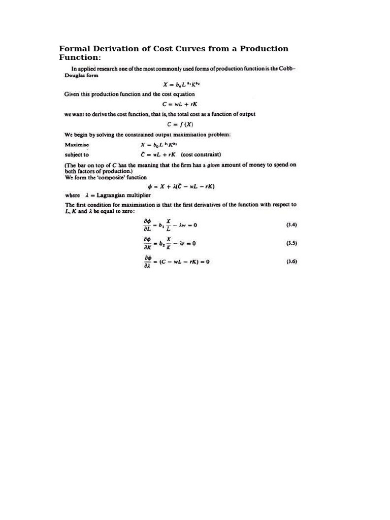 Derivation of Cost Curve | PDF