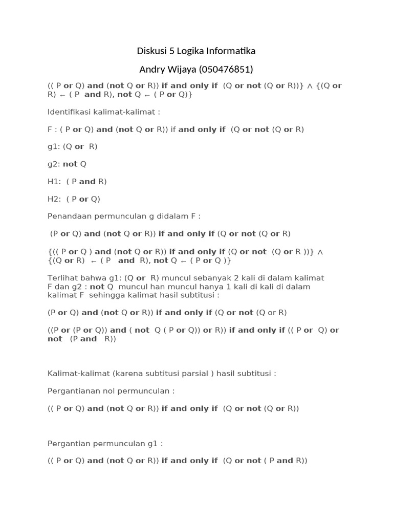 Diskusi 5 Logika Informatika | PDF
