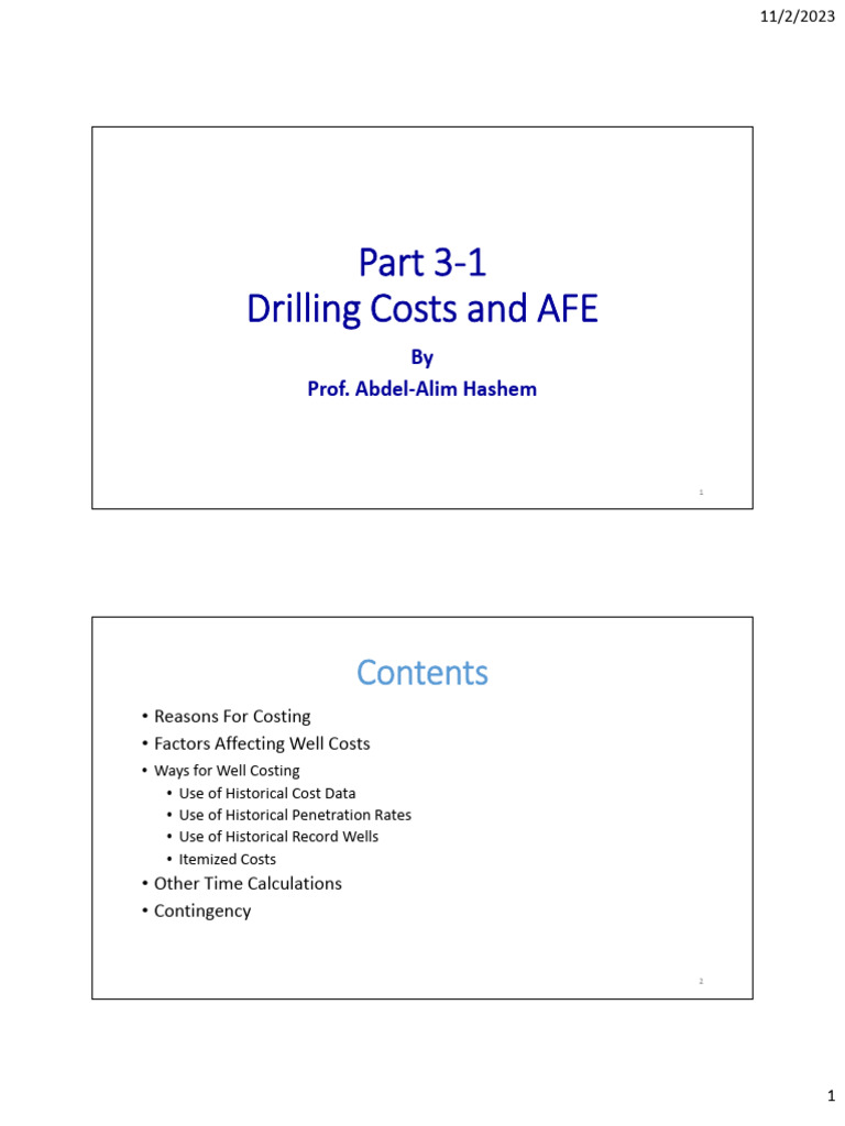 Part 3-1 Well Costs and AFE | PDF | Oil Well | Casing (Borehole)