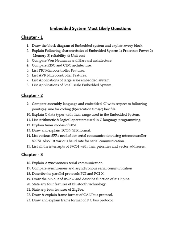 Most Likely Questions | PDF | Embedded System | Microcontroller