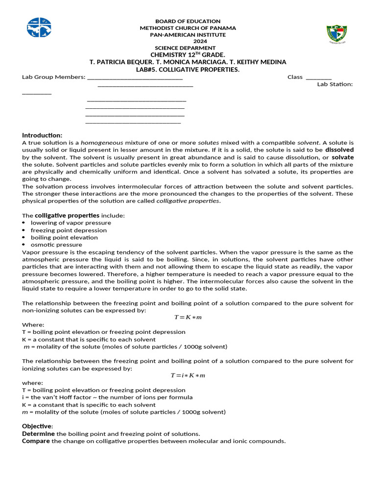 Lab Colligative Properties | PDF | Phases Of Matter | Continuum Mechanics