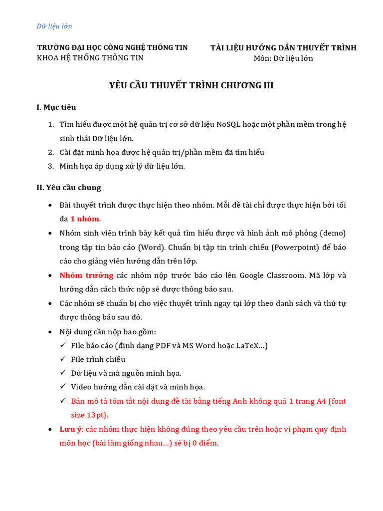 Yeu Cau Thuyet Trinh Chuong III | PDF