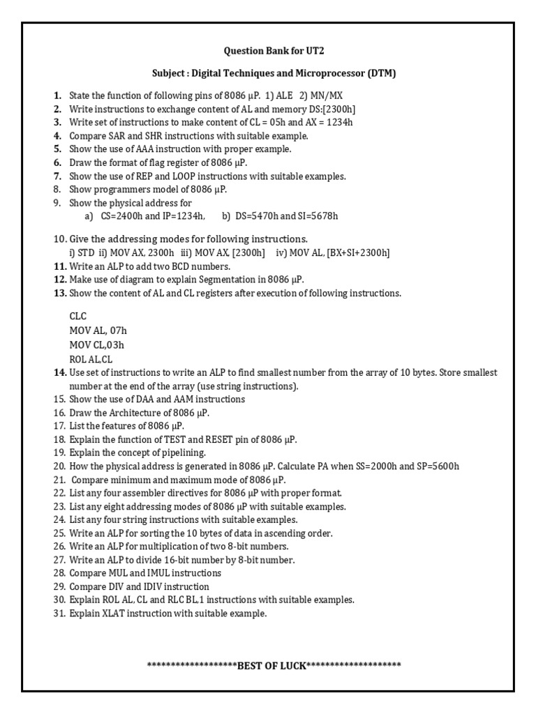DTM Question Bank and Assignment | PDF