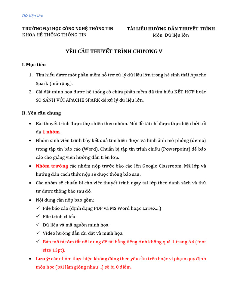 Yeu Cau Thuyet Trinh Chuong V | PDF