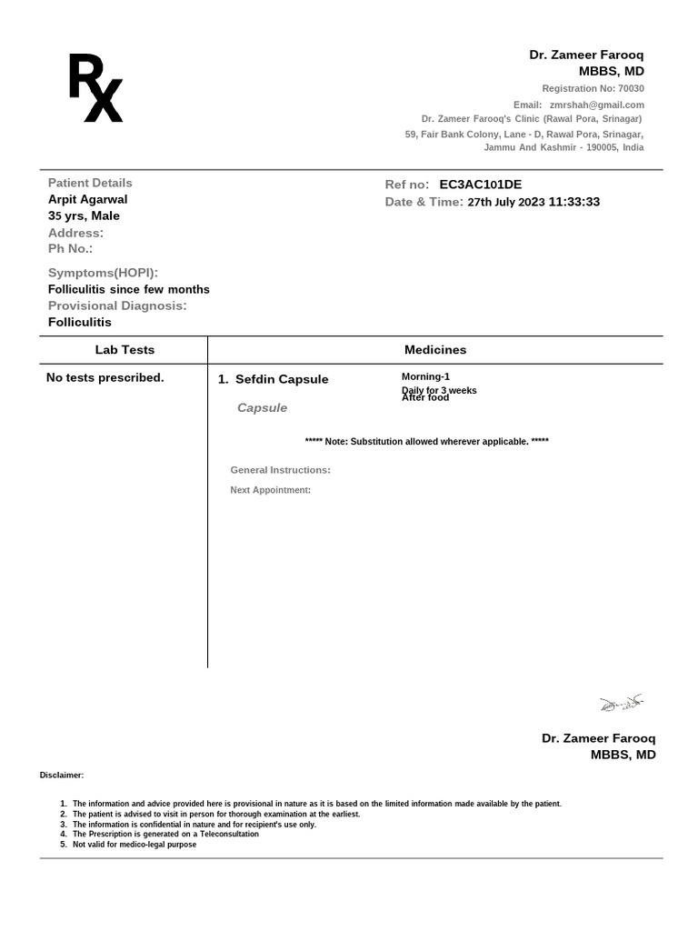 Sefdin Prescription-1 | PDF | Clinical Medicine | Social Programs