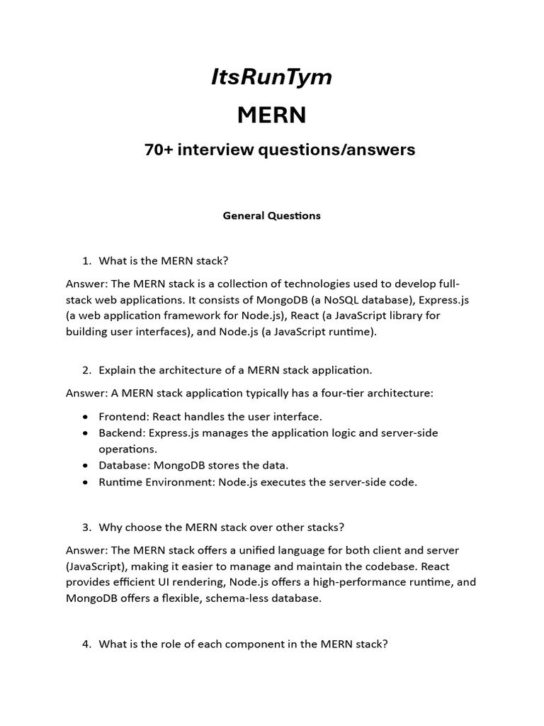 Mern 70 Interview Pdf Java Script Computing