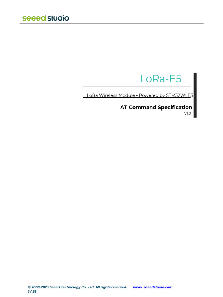 LoRa-E5 AT Command Specification - V1.0 | PDF | Bit Rate | Computer Data