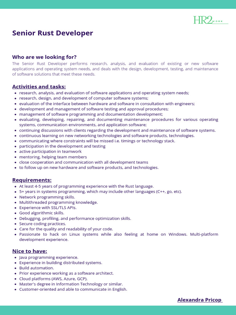 Senior Rust Developer | PDF