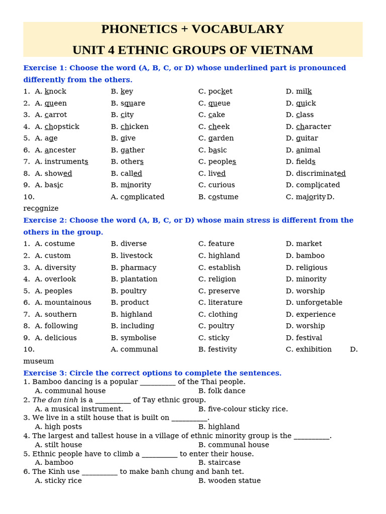 Phonetics + Vocabulary Unit 4 | PDF