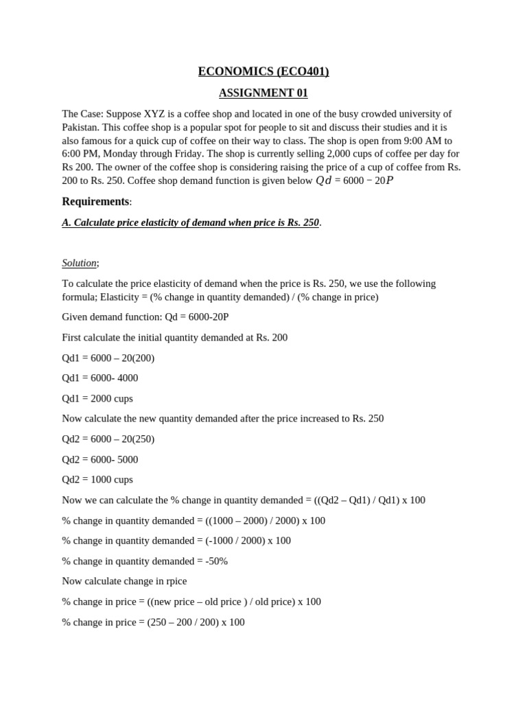 Coffee Shop Price Elasticity Analysis | PDF | Demand | Price Elasticity ...