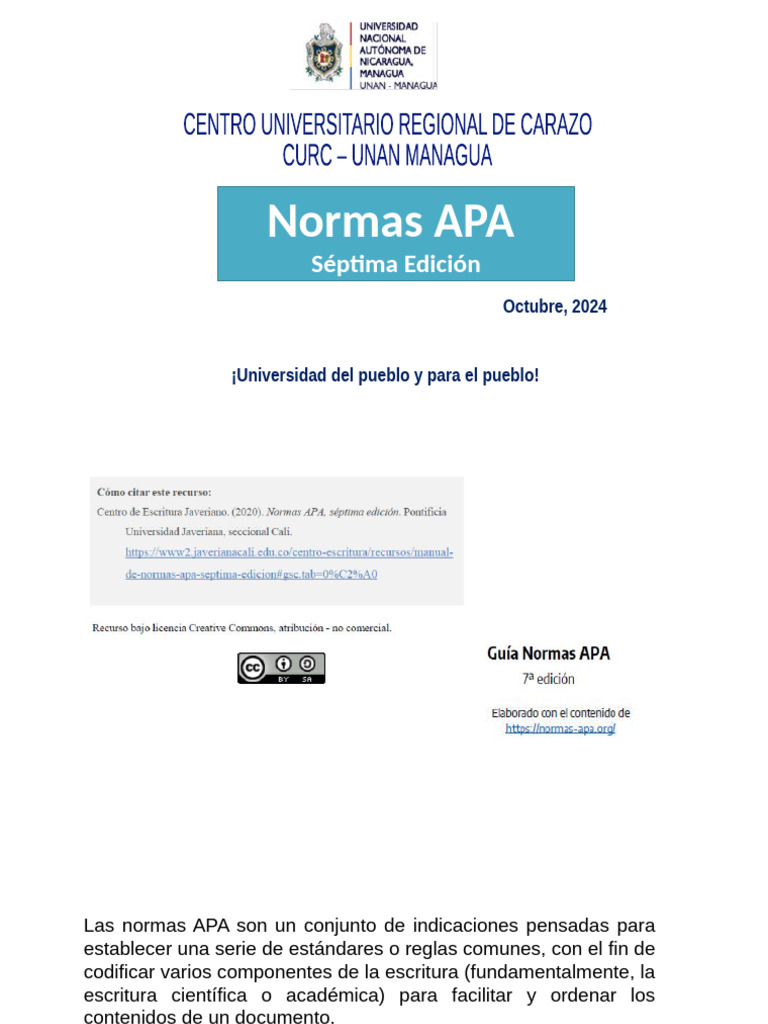 Presentacion Normas Apa 2024 Curso Electivo | PDF | Enseñando | Estilo apa