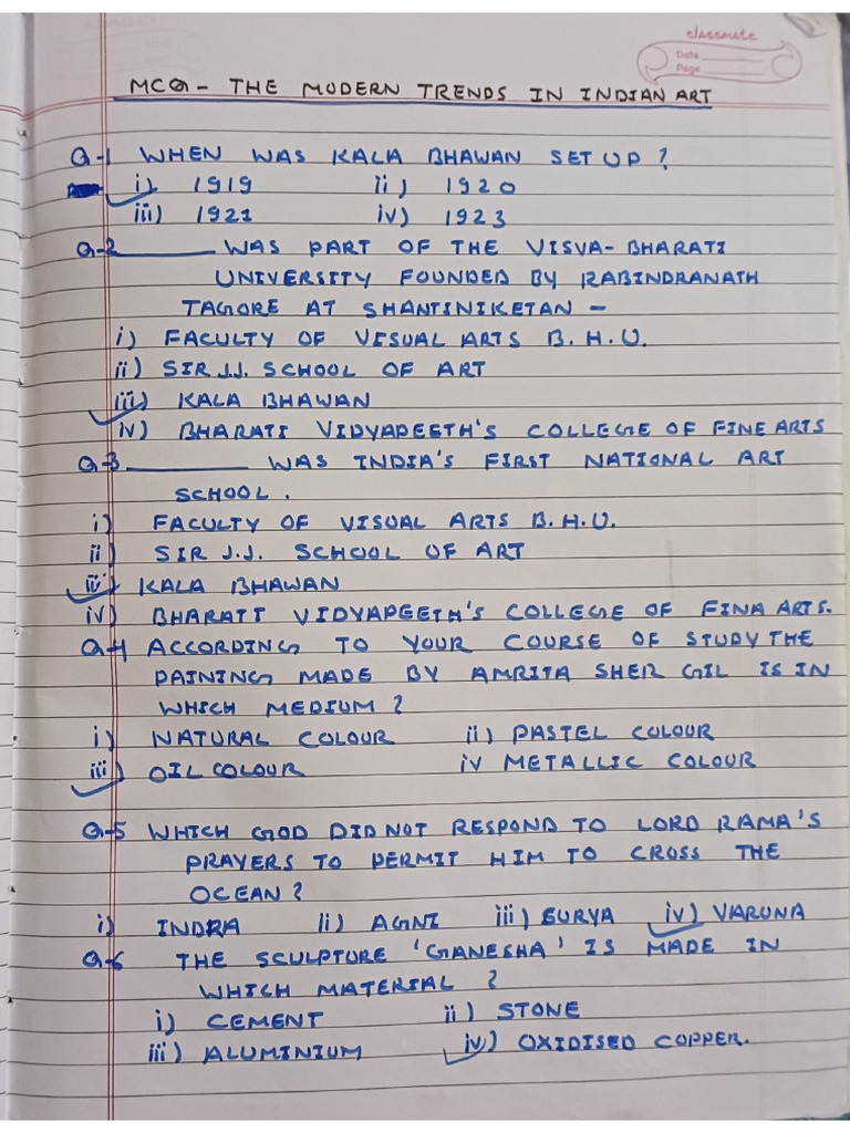 MCQS Modern Trends in Indian Art... | PDF