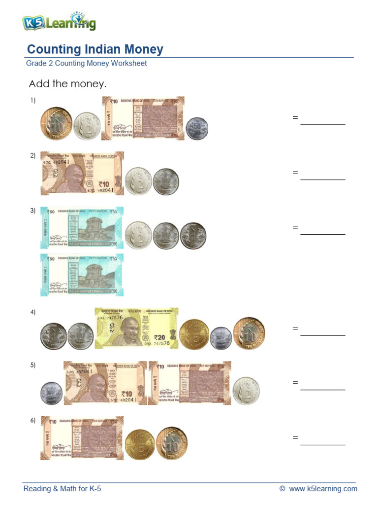 Grade 2 Counting Indian Rupee F | PDF