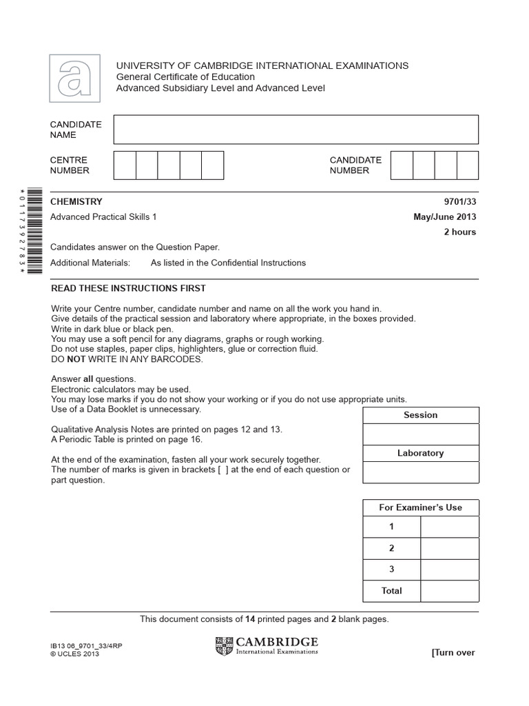 9701_s13_3_3_qp | PDF | Solubility | Ammonium