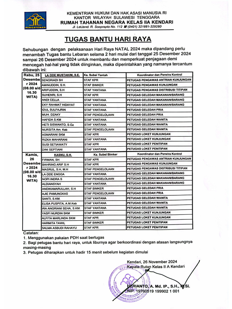 Jadwal Tugas Bantu Hari Raya Natal | PDF