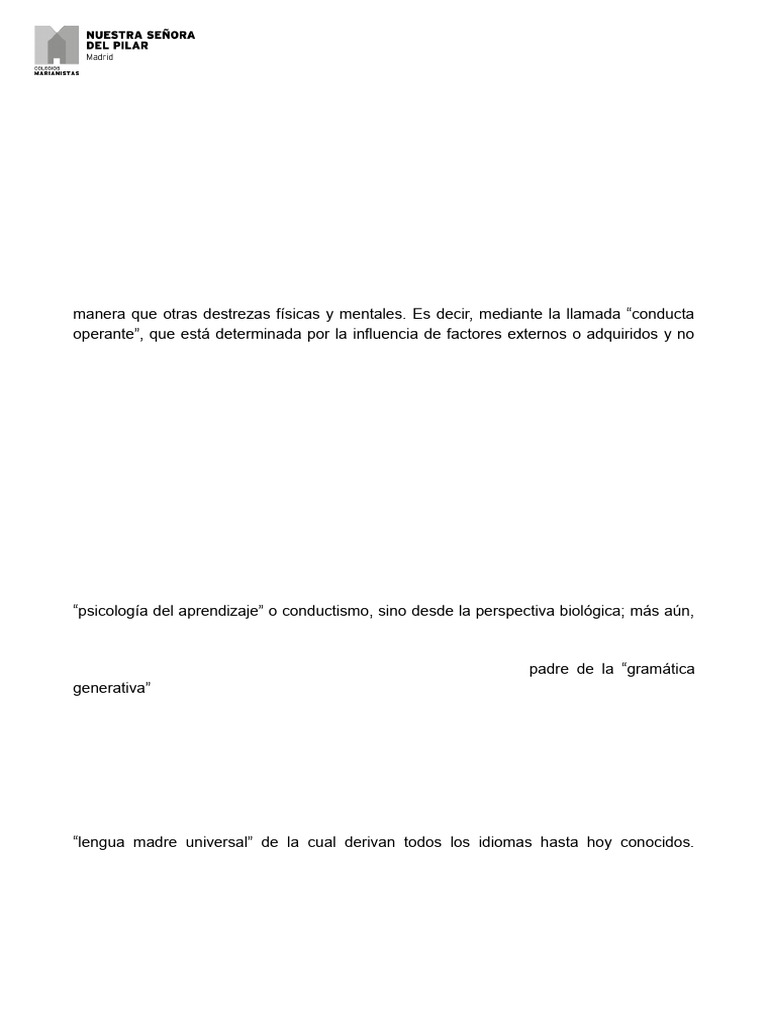 Comentario de Texto Lenguaje Adquirido o Innato | PDF | Behaviorismo ...