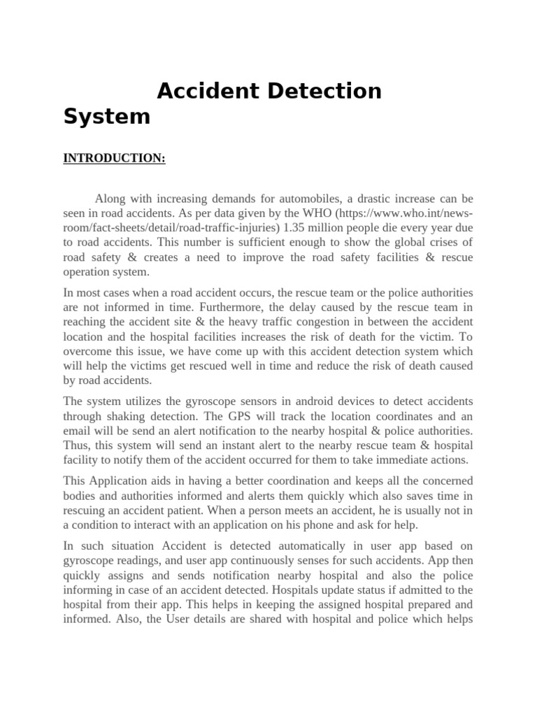 Accident Detection System | PDF | Mobile App | Traffic Collision