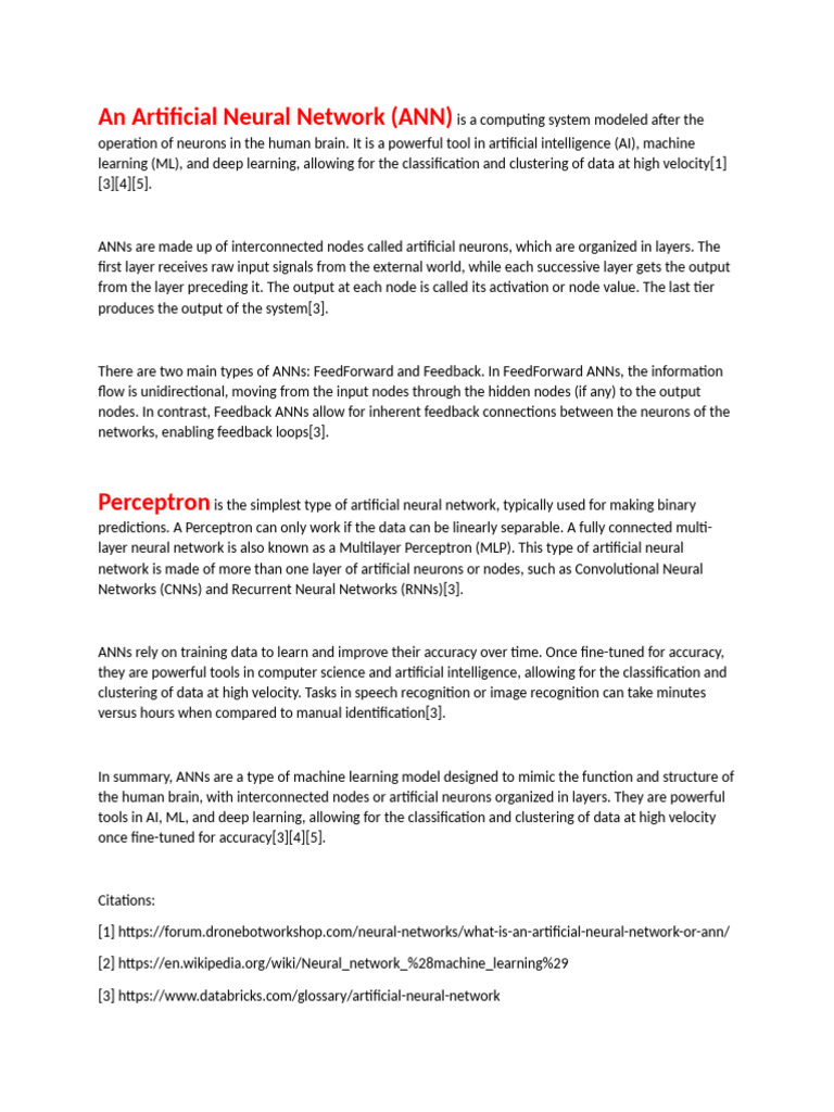 An Artificial Neural Network | PDF | Artificial Neural Network | Machine Learning