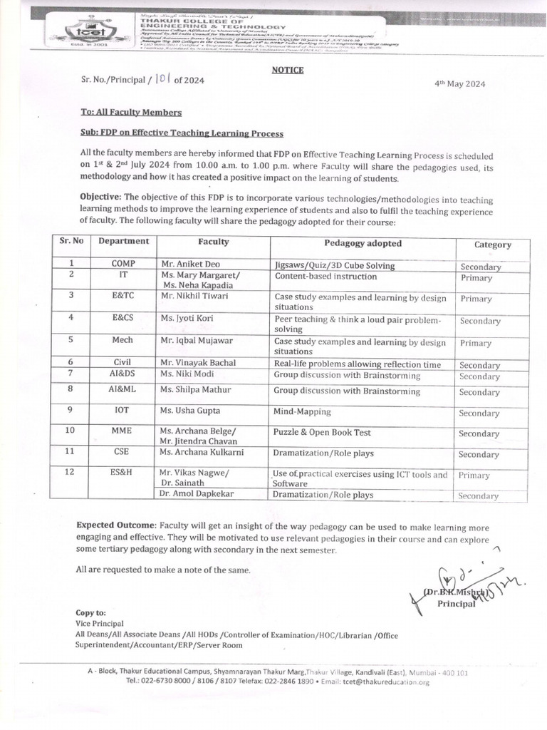 FDP On Effective Teaching Learning Process | PDF