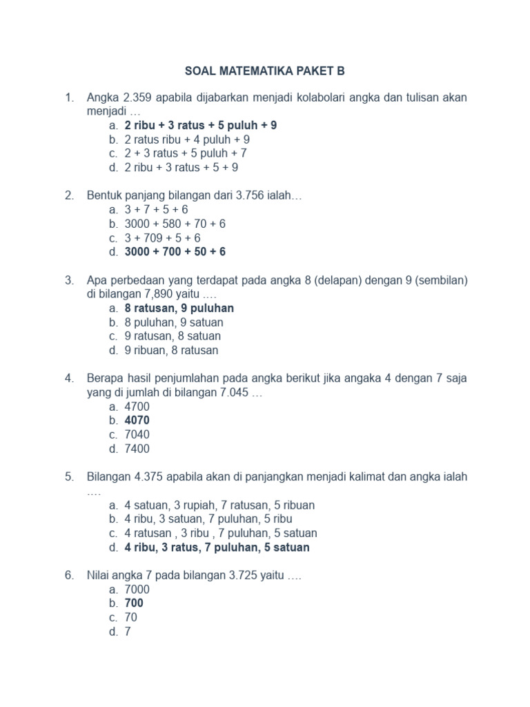 Soal Matematika Paket C | PDF