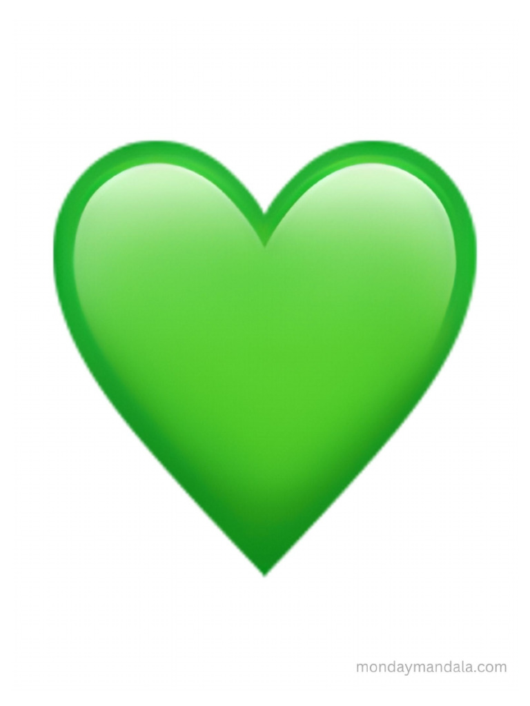 Printable Green Heart Emoji | PDF