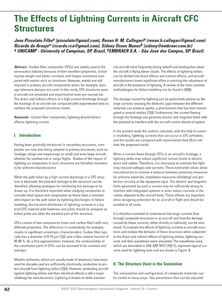 Lightning Effects on Aircraft CFC | PDF | Electric Current | Weaving