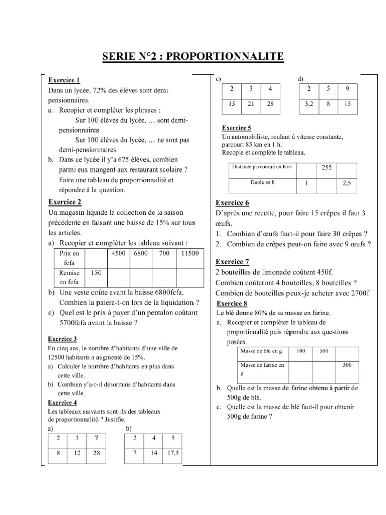 Proportionnalité 2nde L | PDF